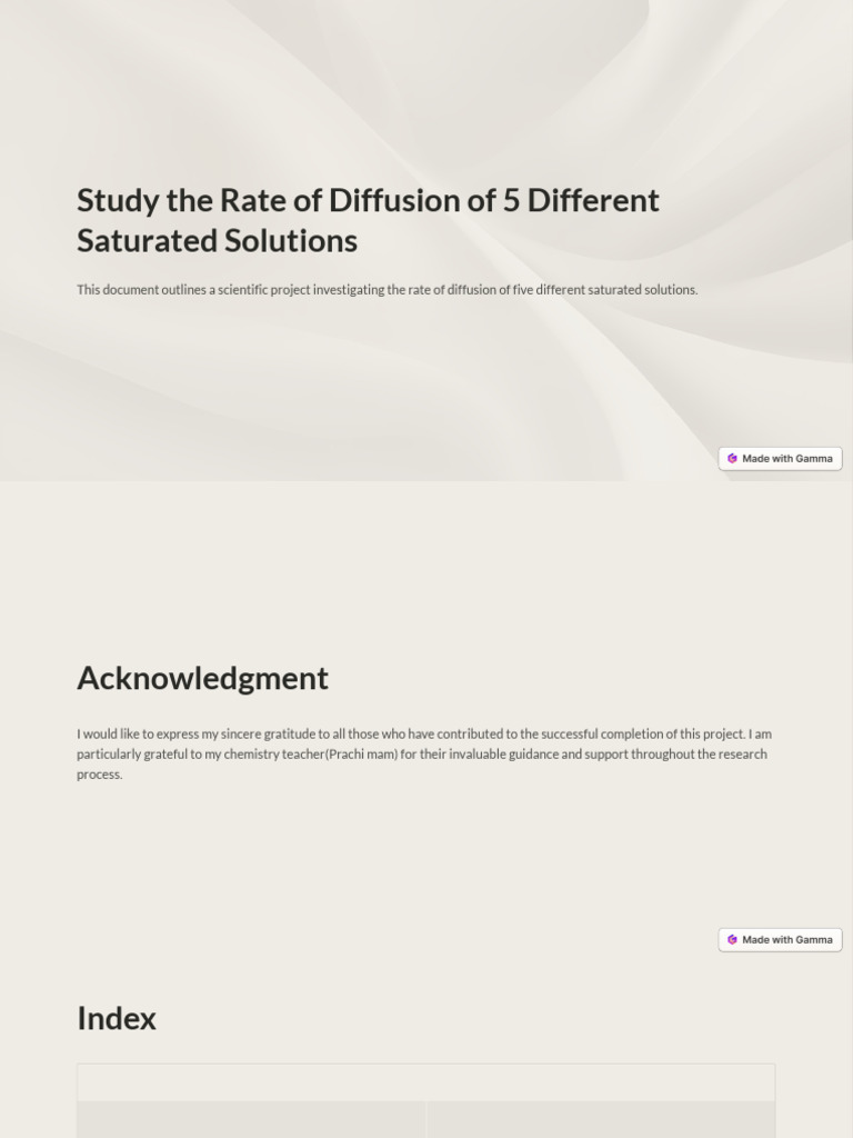 Study The Rate of Diffusion of 5 Different Saturated Solutions | PDF