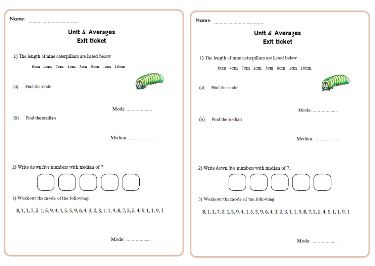 Unit 4 Averages Exit Ticket | PDF