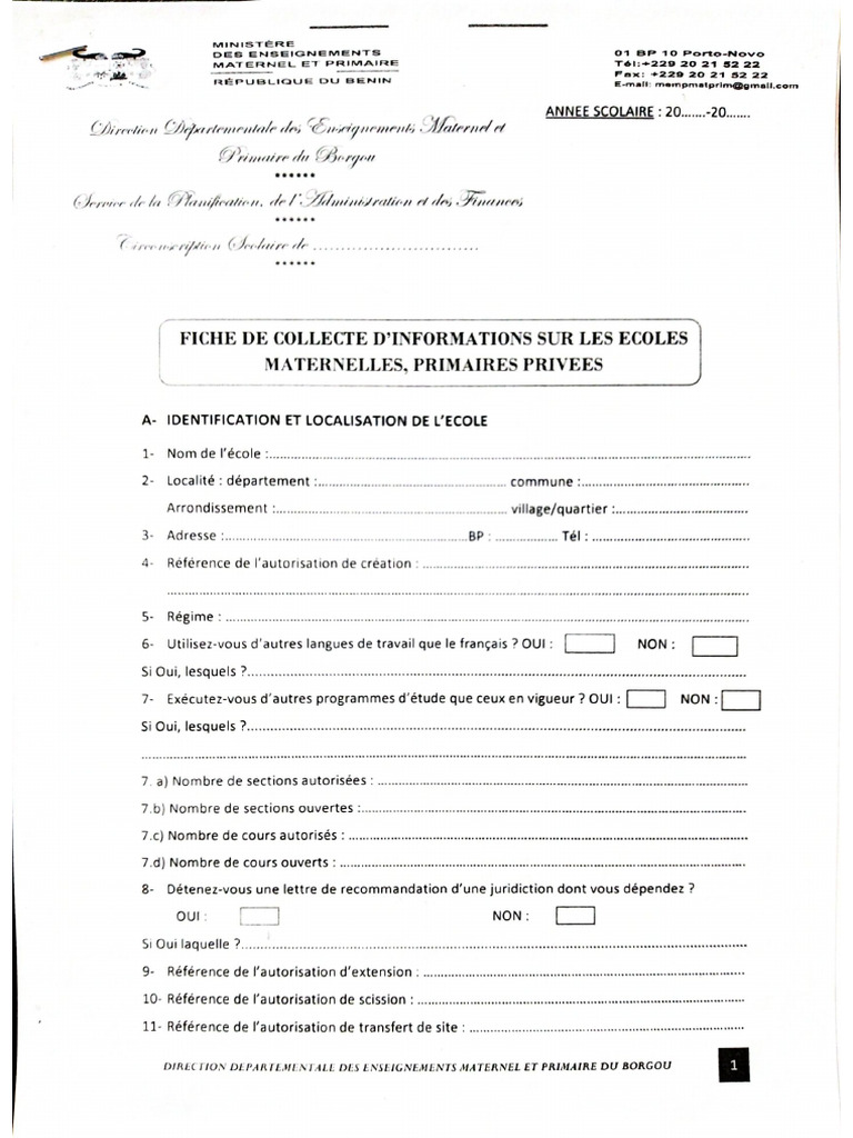 Fiche de Collecte D'informations | PDF