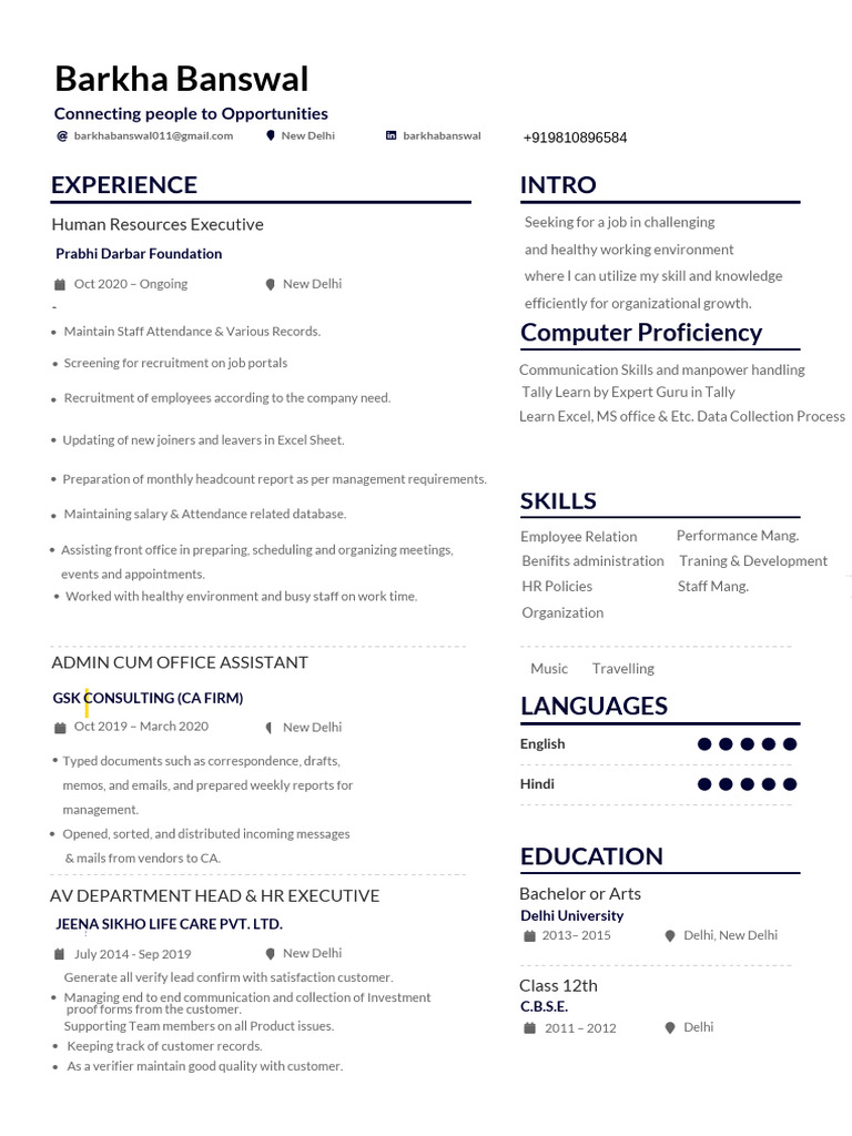 Barkha Banswal Cv (1) (1) | PDF | Recruitment | Human Resources