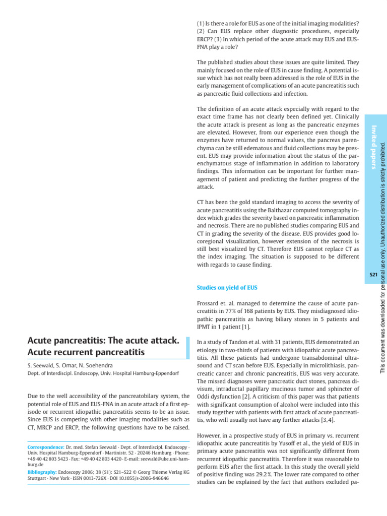 Acute Pancreatitis The Acute Attack Acut | PDF | Abdomen | Digestive ...
