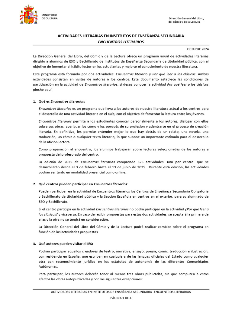 Programa Encuentros Ies 2024 2025 003 | PDF | Autor | Libros