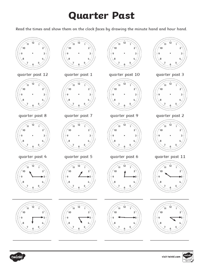 Quarter Past Read and Draw Activity Sheet | PDF