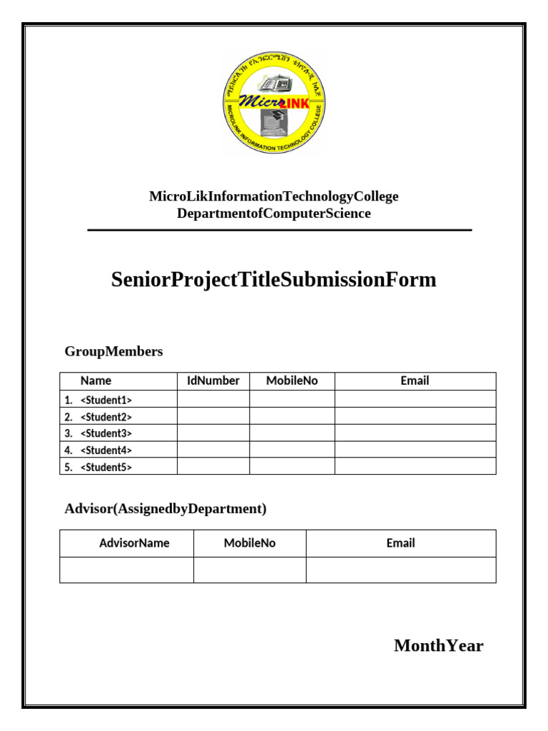 Project Title Submission Form | PDF