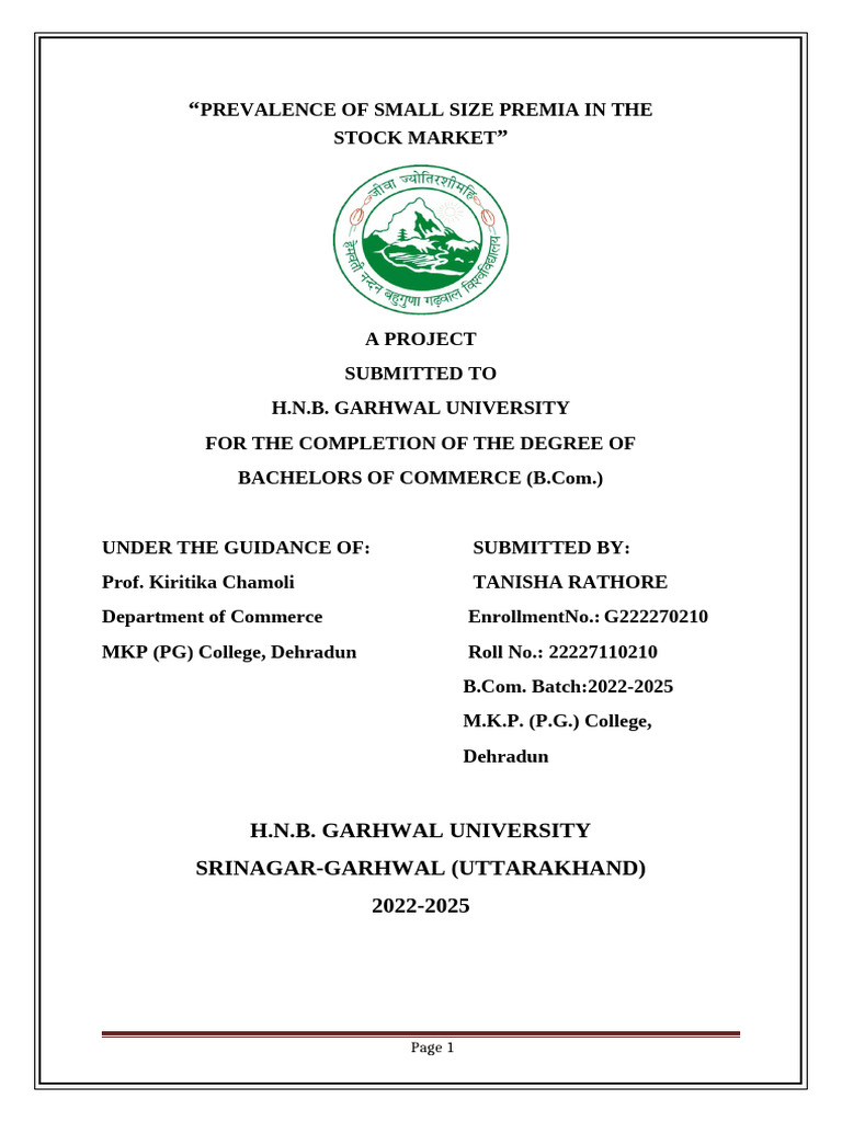 Small Size Premia in Stock Market Analysis | PDF | Technical Analysis ...