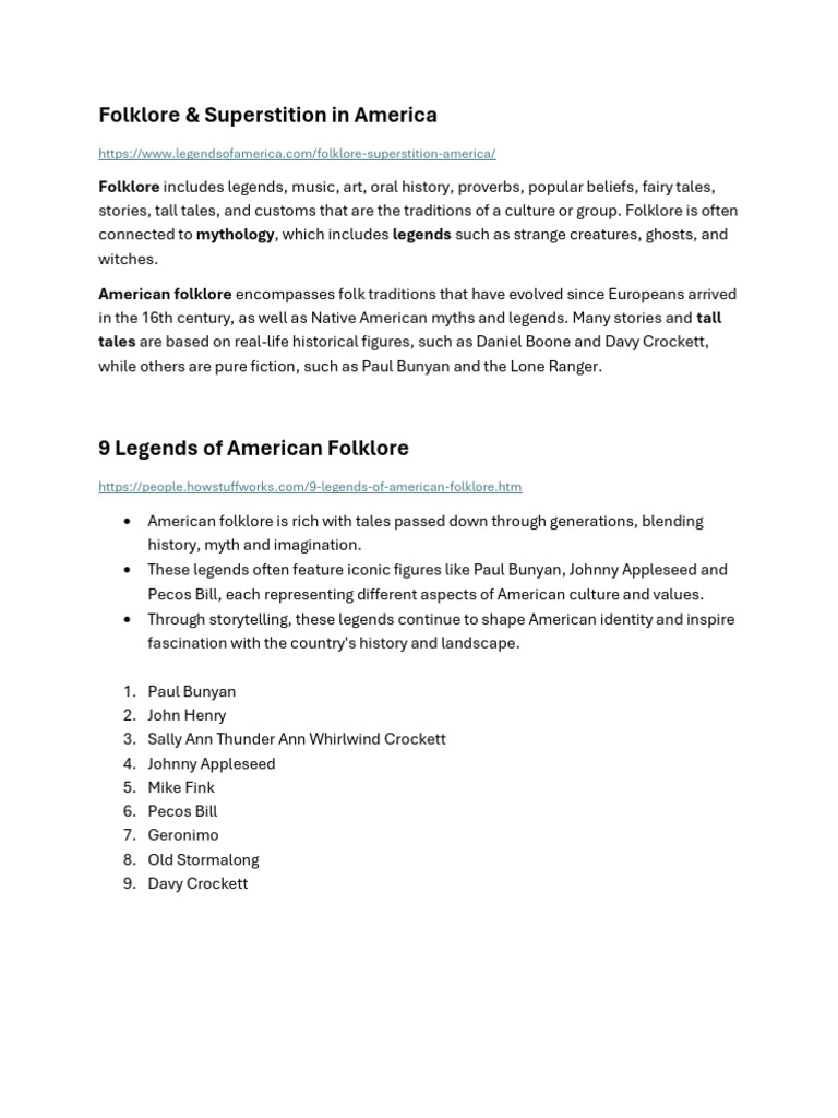 Introduction To American Folklore | PDF