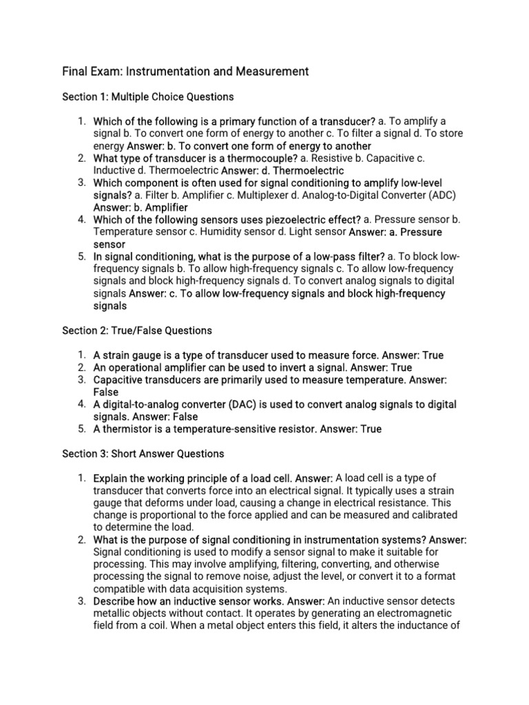 Final Exam Instrument | PDF
