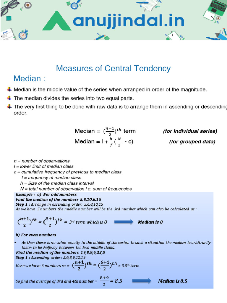 Measures of Central Tendency (Median & Mode) | PDF | Mode (Statistics ...