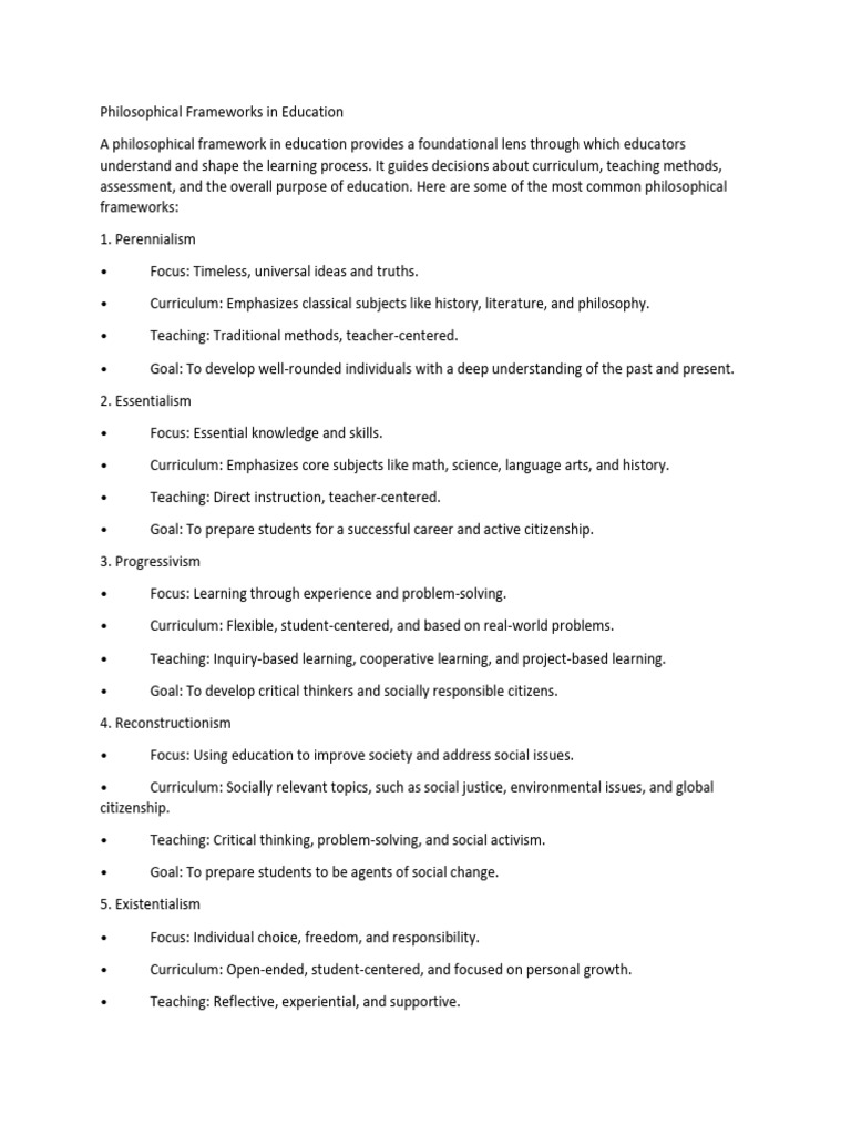 Philosophical Frameworks in Education | PDF | Constructivism (Philosophy Of Education ...