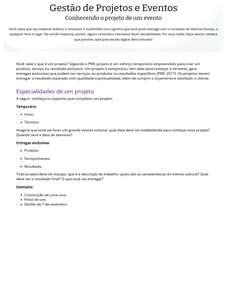 Faculdade - Gestor de Eventos 1 | PDF