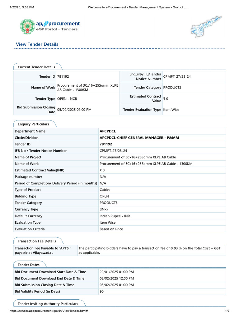 Welcome To Eprocurement - Tender Management System - Govt of ... | PDF | Taxes | Business