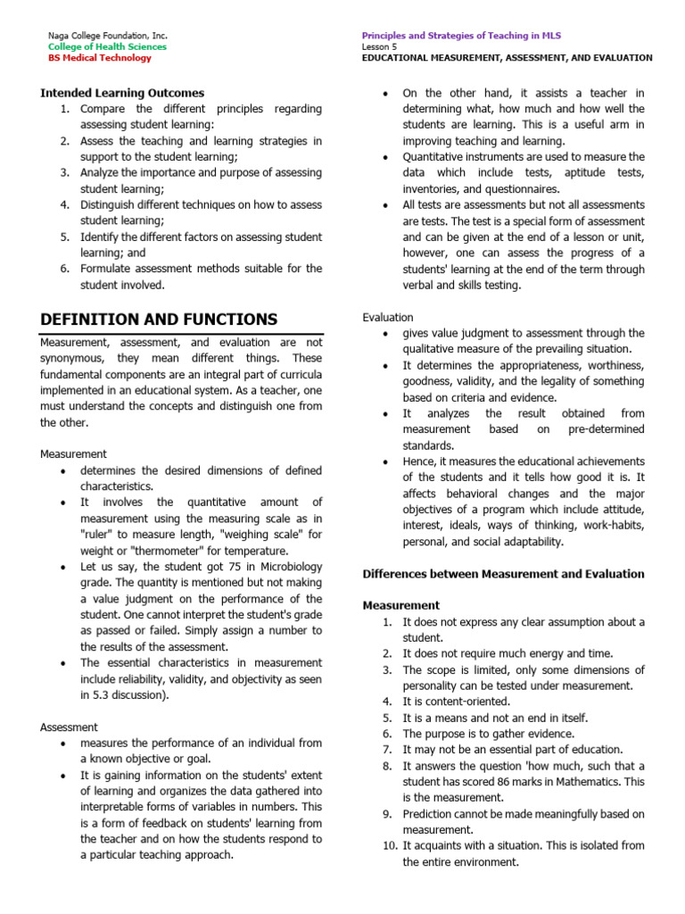 Educational Measurement and Assessment Strategies | PDF | Educational ...