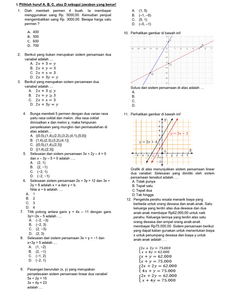 LATIHAN SOAL ATS GENAP MTK KLS 8 | PDF