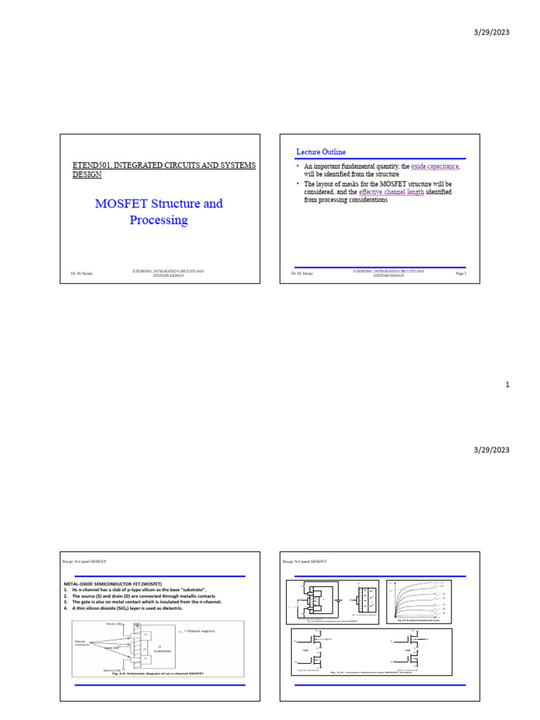 ETEND501 MOSFET Fabrication L2 | PDF | Mosfet | Field Effect Transistor