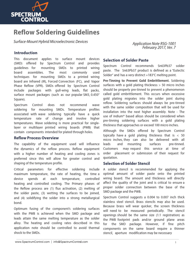 Surface Mount Reflow Soldering | PDF | Soldering | Solder