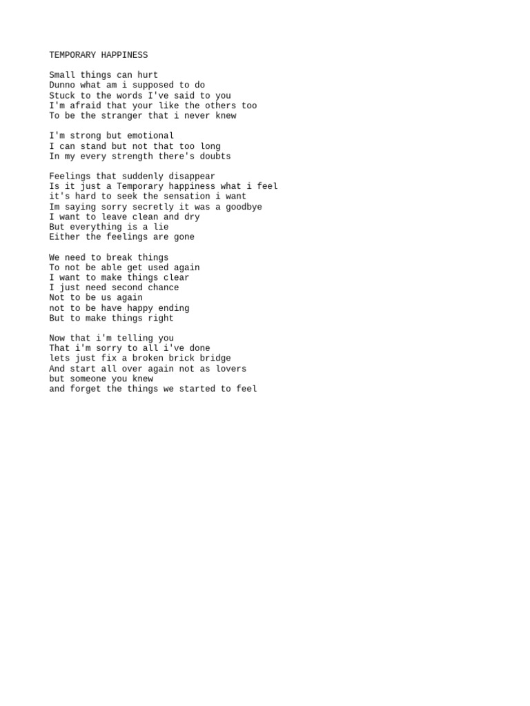 Temporary Happiness | PDF