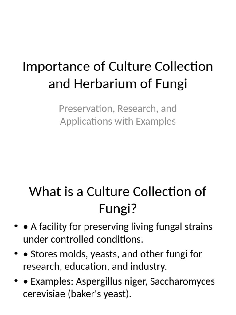 Fungal Culture Collections and Herbaria | PDF | Fungus | Mycology
