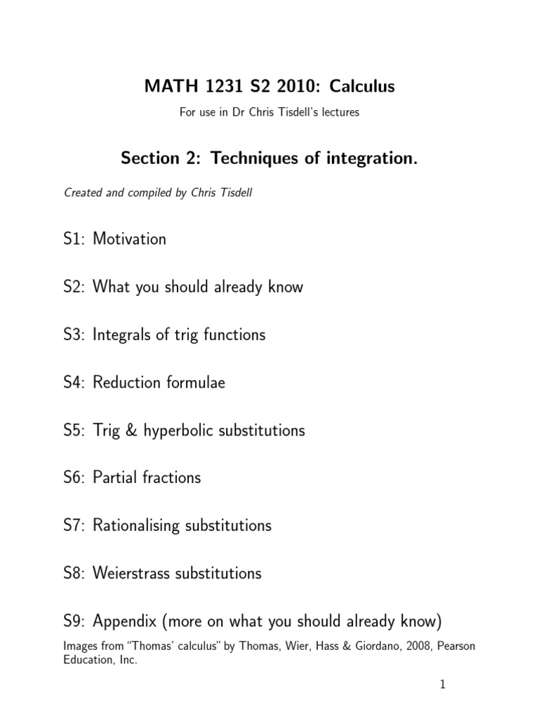 Calculus - Techniques of Integration | PDF | Integral | Calculus