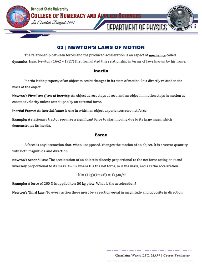 3-Newton-s-Laws | PDF | Force | Newton's Laws Of Motion