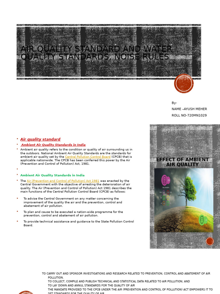 Air and Water Quality Standards in India | PDF | Water Quality | Clean ...