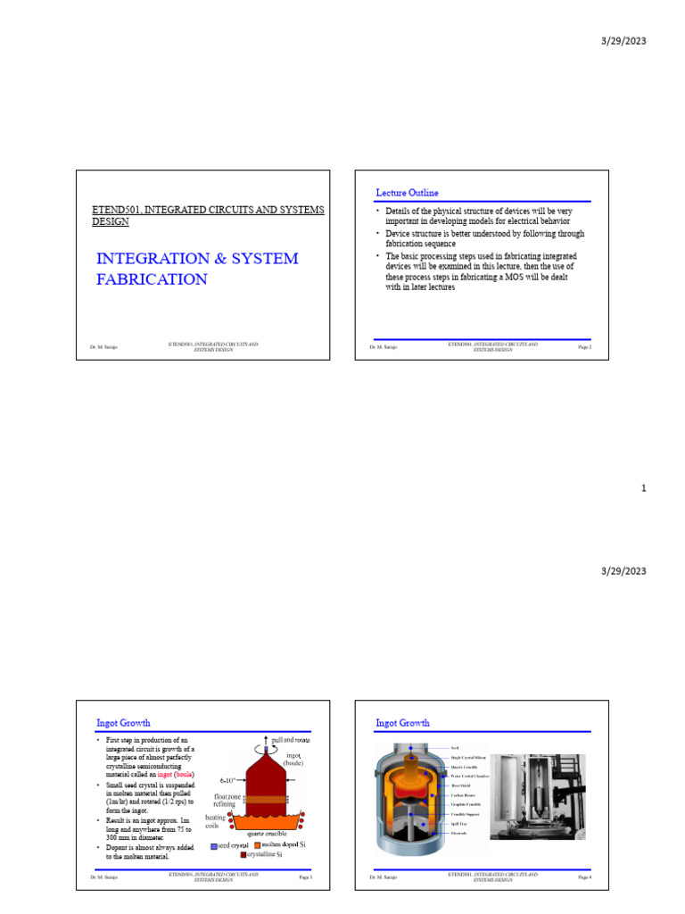 ETEND501 IC Fabrication L1 | PDF | Photolithography | Integrated Circuit