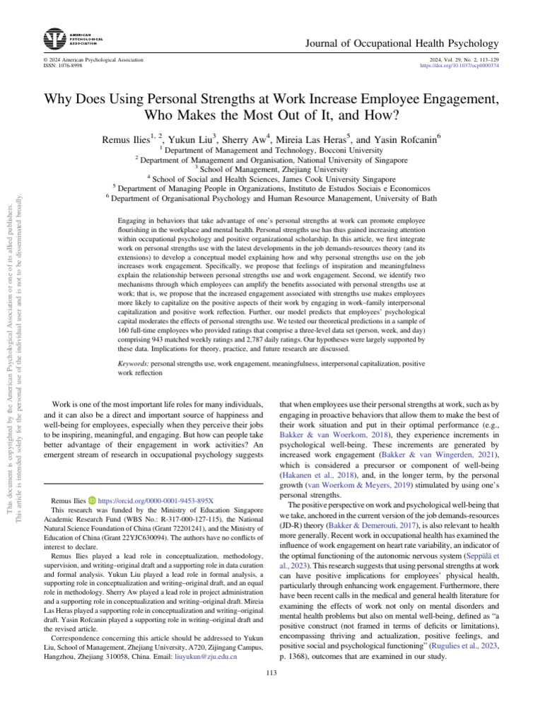 Why Does Using Personal Strengths at Work Increase Employee Engagement ...