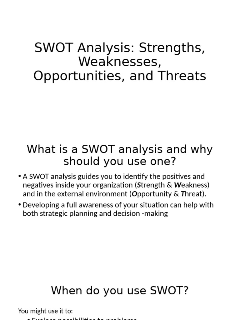 Session 2- SWOT Analysis for Class | PDF | Swot Analysis | Economies