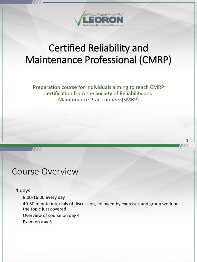 CMRP Preparation - DXB - Rev. 3.5 | PDF | Asset Management | Reliability Engineering