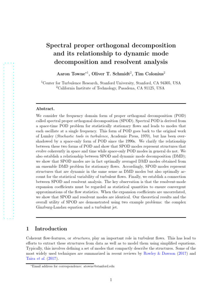 Spectral Proper Orthogonal Decomposition and Its Relationship To Dynamic Mode Decomposition and ...