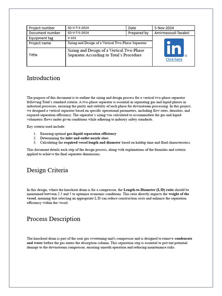 Vertical Separator Design Guide | PDF | Distillation | Density