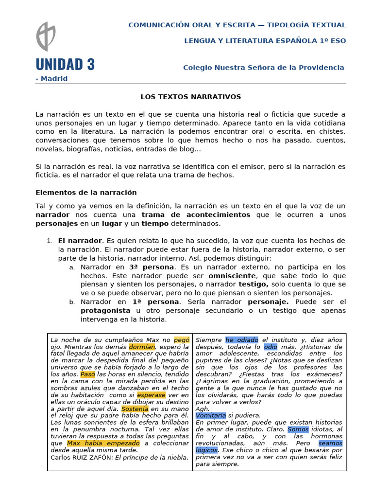Elementos de Textos Narrativos | PDF | Narración