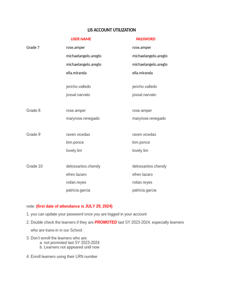 Lis Account | PDF
