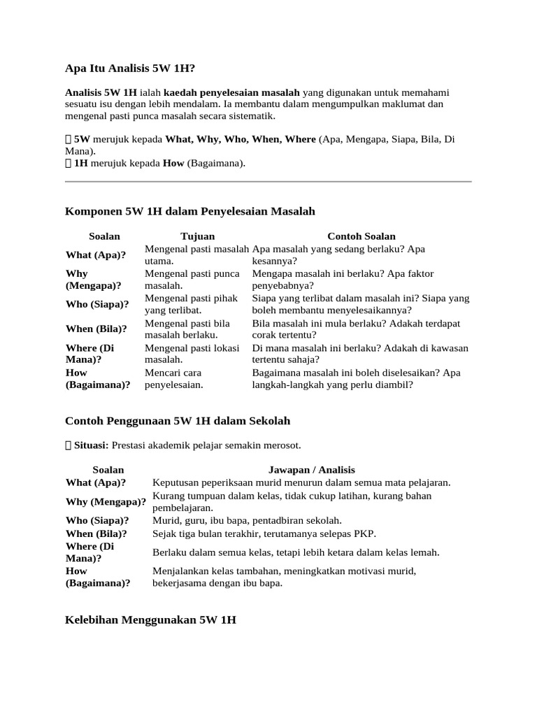 Apa Itu Analisis 5W 1H | PDF