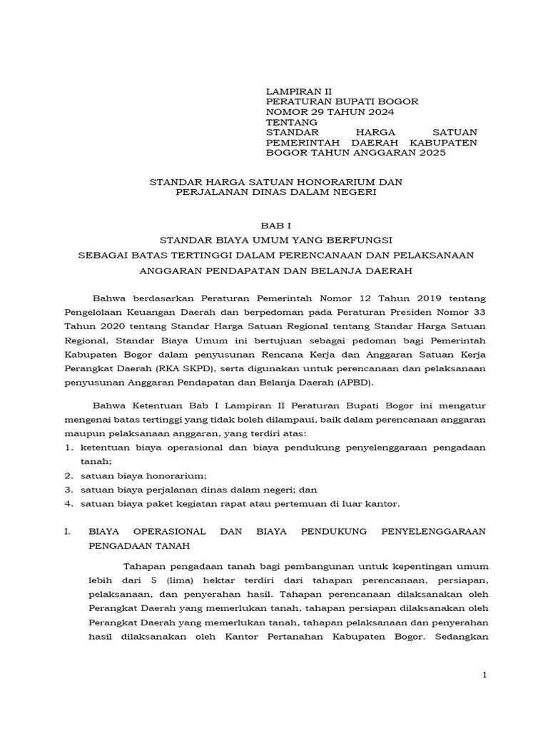 Standar Harga Pemda Bogor 2025 | PDF