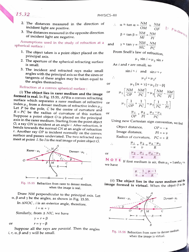 Refraction At Convex Spherical Surface Pdf Refractive Index Refraction