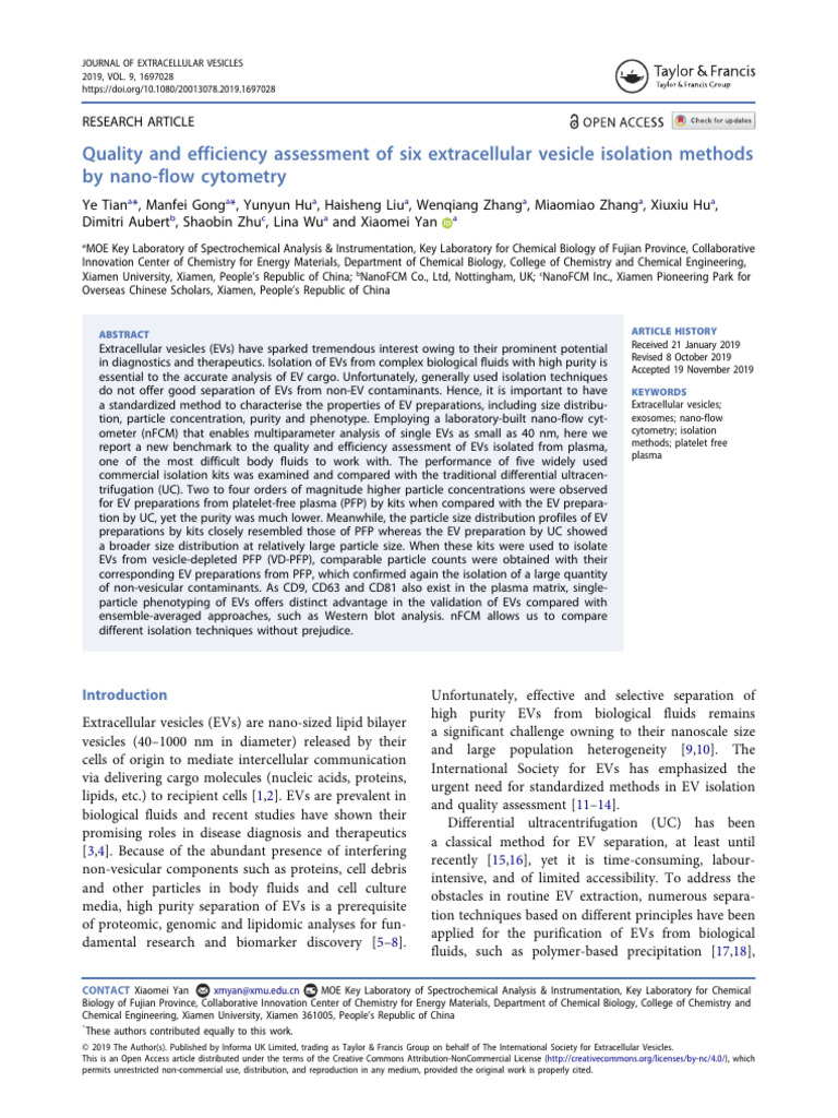 EV Isolation Methods Quality Assessment | PDF