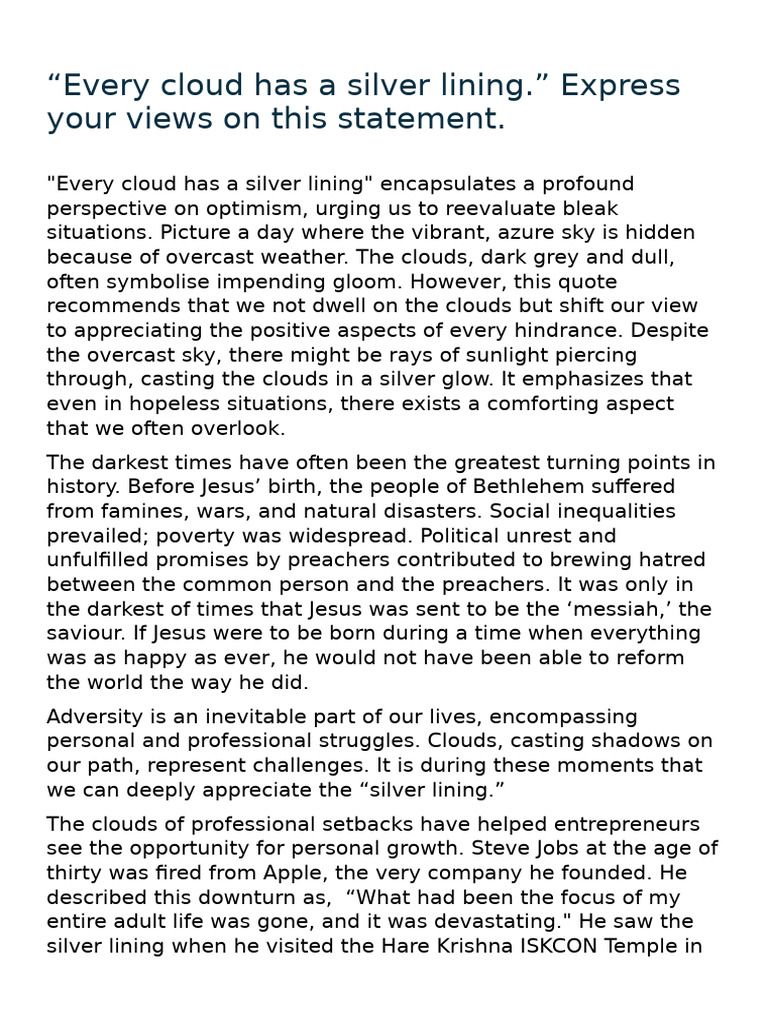 Every Cloud Has A Silver Lining | PDF | Psychological Resilience