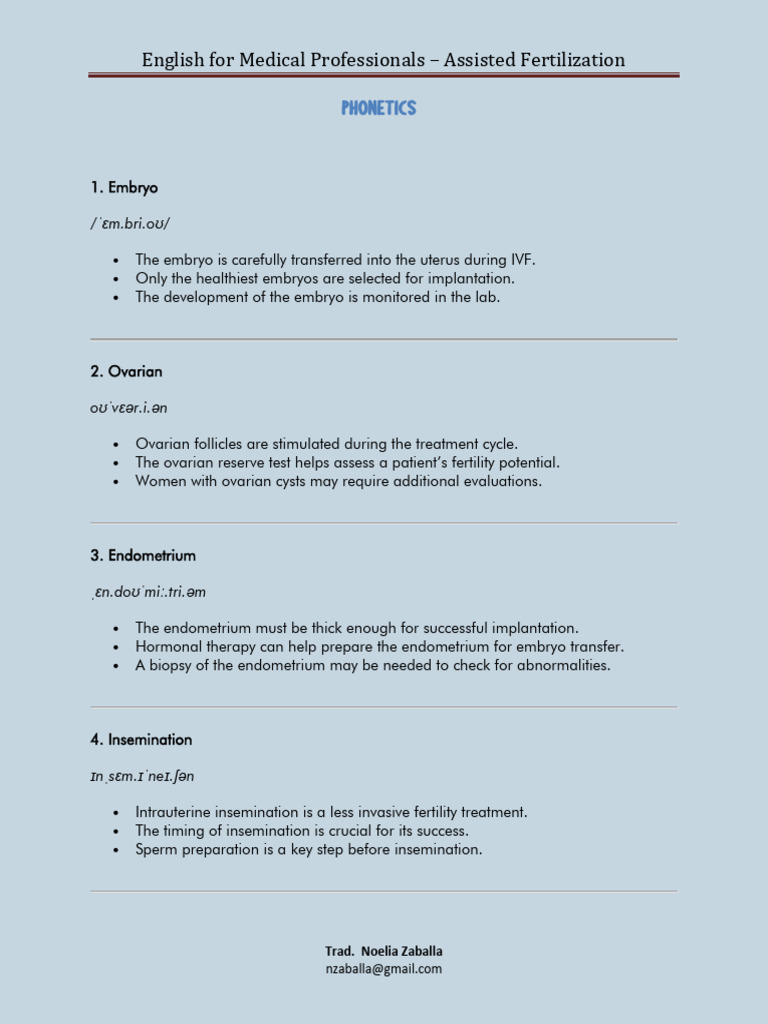 Phonetics1 - Medical English | PDF | Ovary | In Vitro Fertilisation