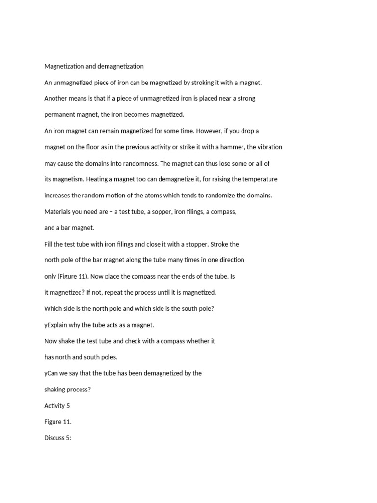 Magnetization and Demagnetization | PDF