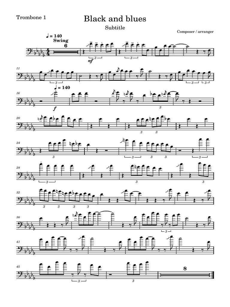 Black and Blues Trombone Solo | PDF