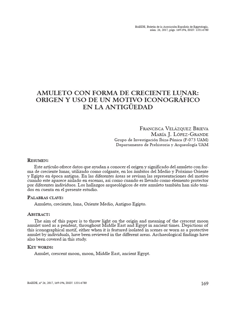 6 Amuleto Con Forma de Creciente Lunar. Origen y Uso de Un Motivo ...