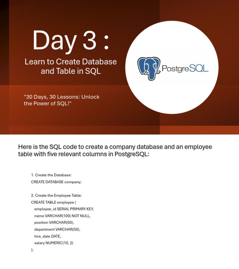 SQL Database & Table Creation Guide | PDF