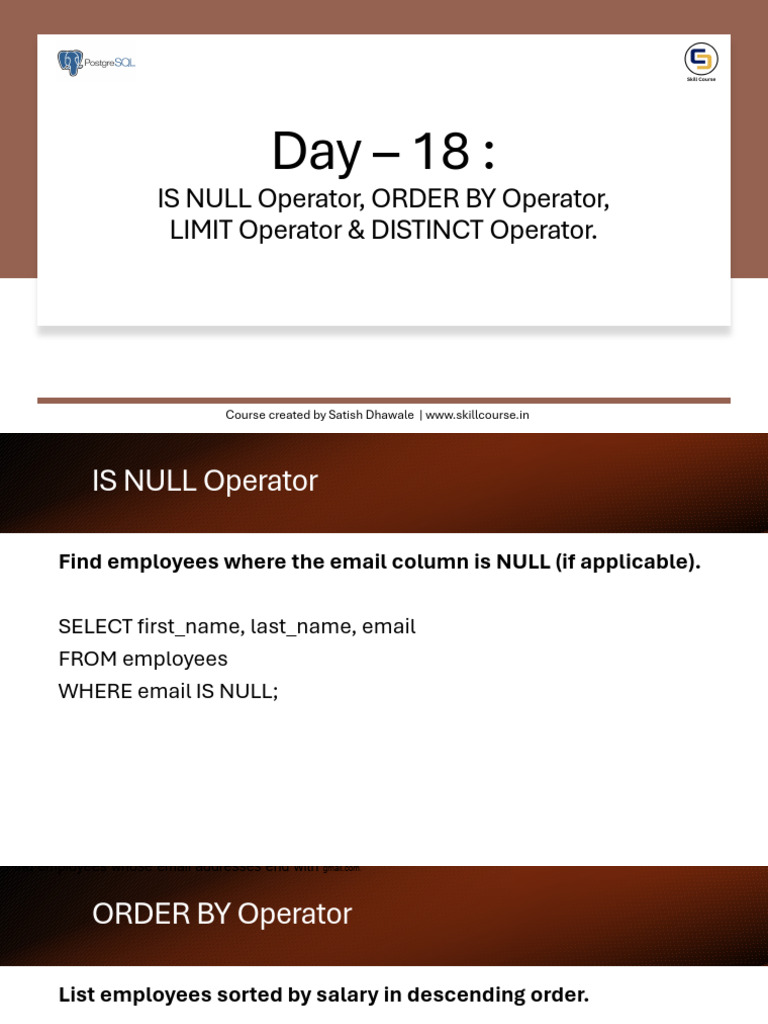 18 Sql Other Operators In Sql Pdf