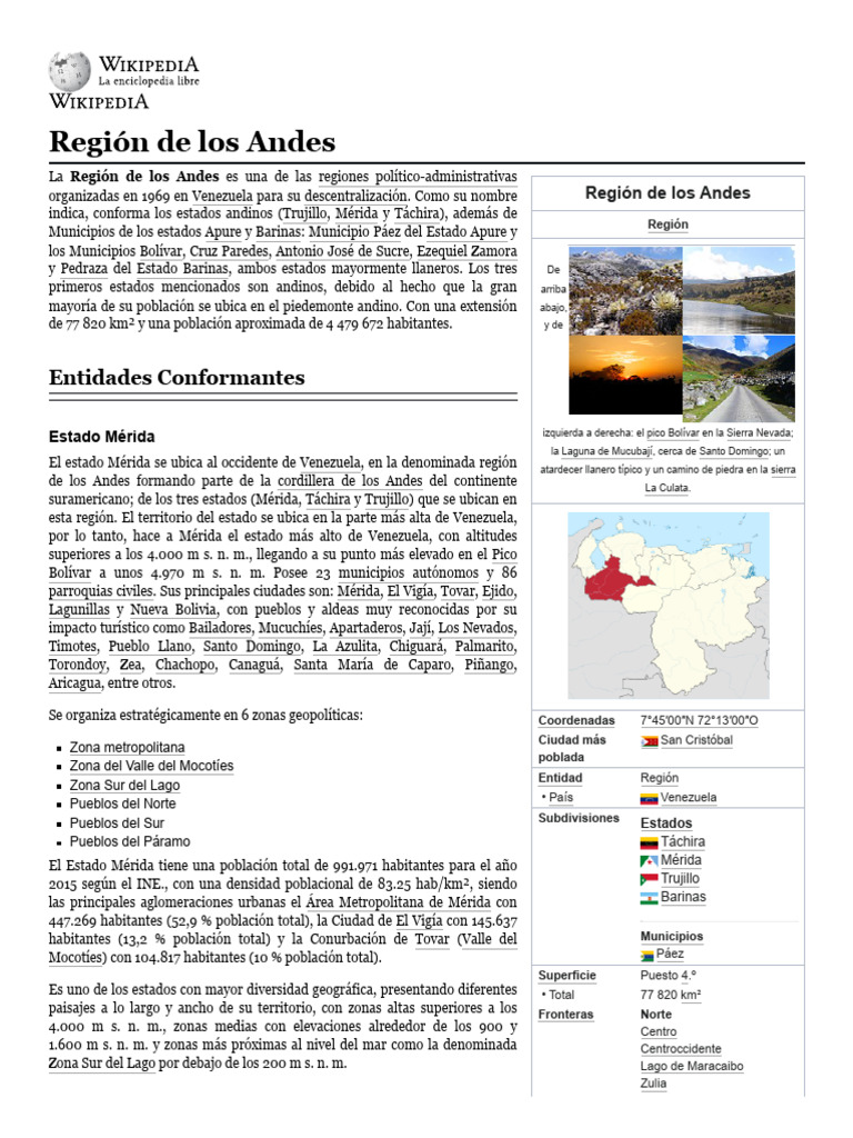 Región de Los Andes - Wikipedia, La Enciclopedia Libre | PDF | Ciencias ...