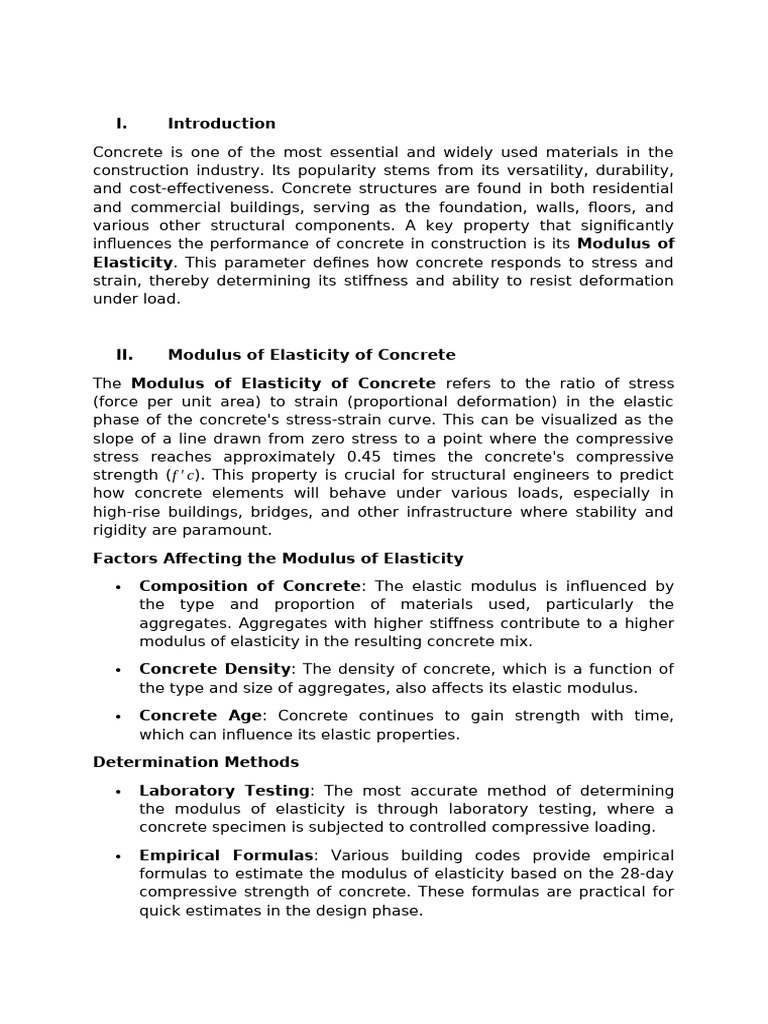 Young's Modulus of Concrete Explained | PDF | Concrete | Young's Modulus