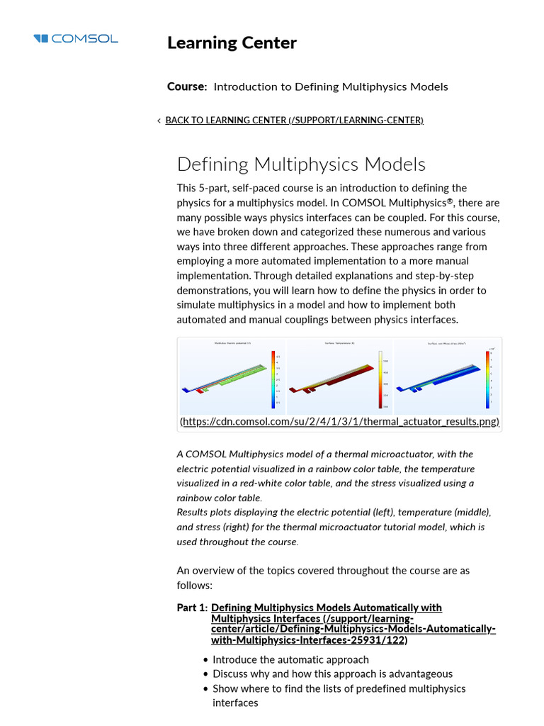 Defining Multiphysics Models | PDF | Computer Simulation | Applied Mathematics
