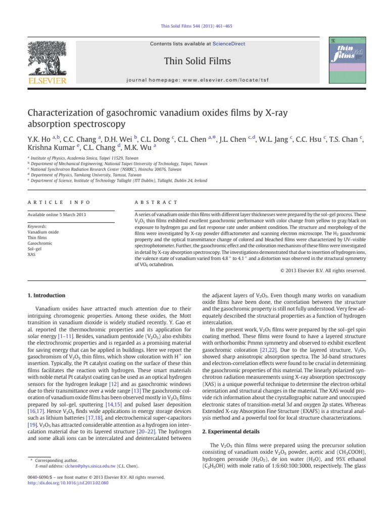 7. Characterization of gasochromic vanadium oxides films by X-ray ...