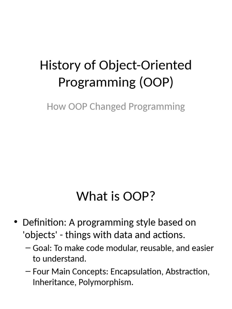 History of OOP Presentation | PDF