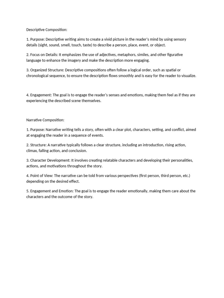 Descriptive and Narrative Composition | PDF