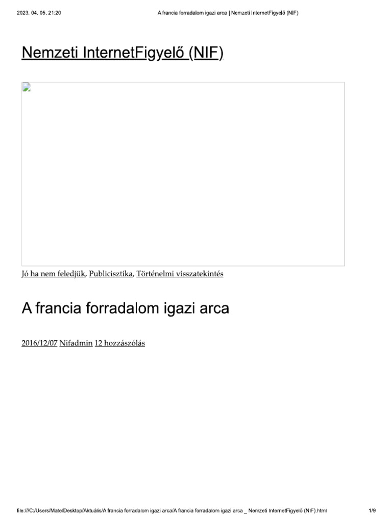 A Francia Forradalom Igazi Arca | PDF